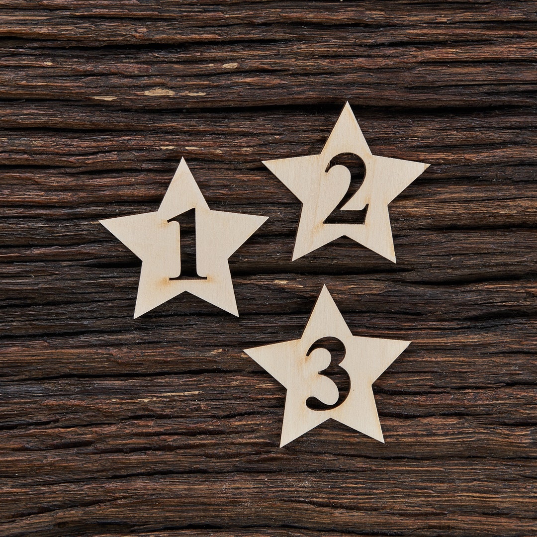 Wooden Star With Number for Crafts - Laser Cut - Rustic Star - Star ...