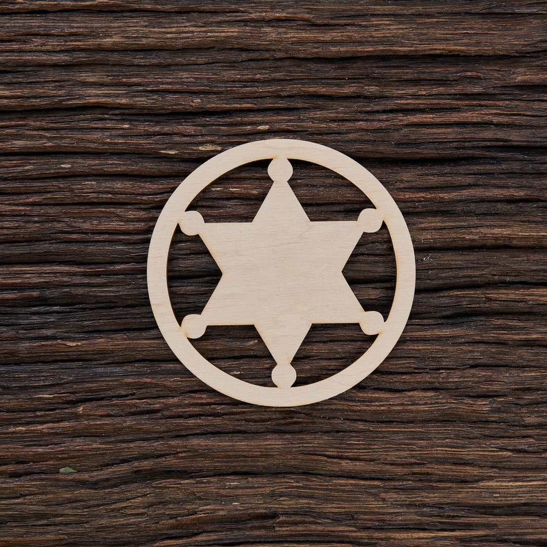 Wooden Round Sheriff Badge Shape for Crafts and Decoration - Laser Cut ...