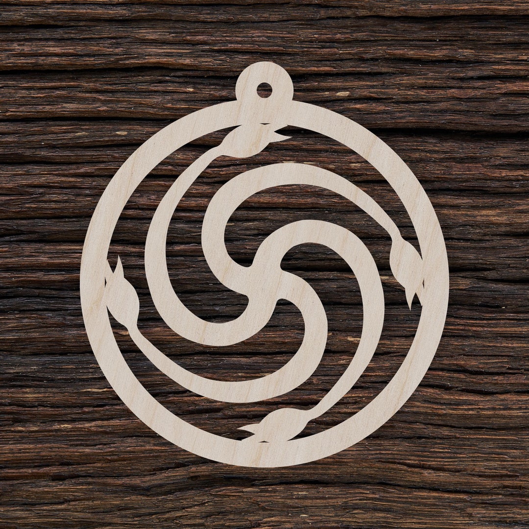 Wooden Grass Snake Pendant - Swastika for Decoration - Laser Cut ...