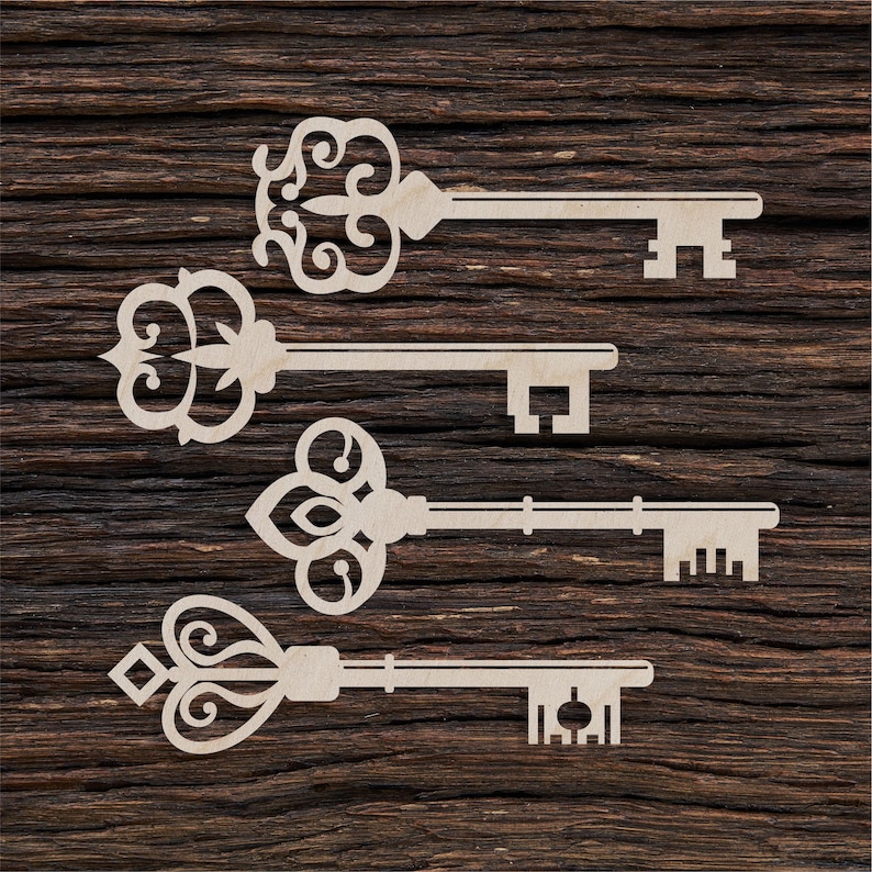Wooden Skeleton Key for Crafts and Decoration - Laser Cut - Wooden Key ...