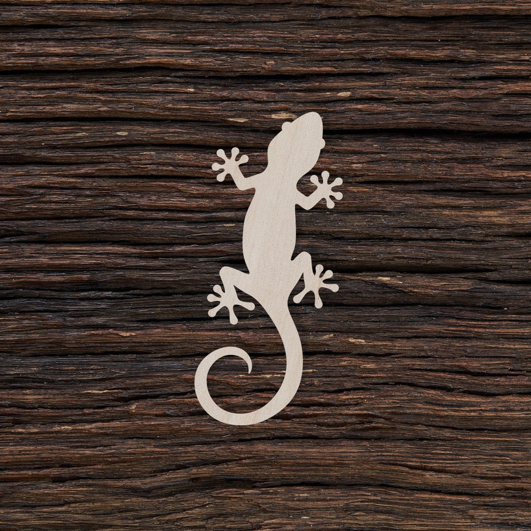 Wooden Gecko for Crafts and Decorations - Gecko Earrings - Gecko Cut ...