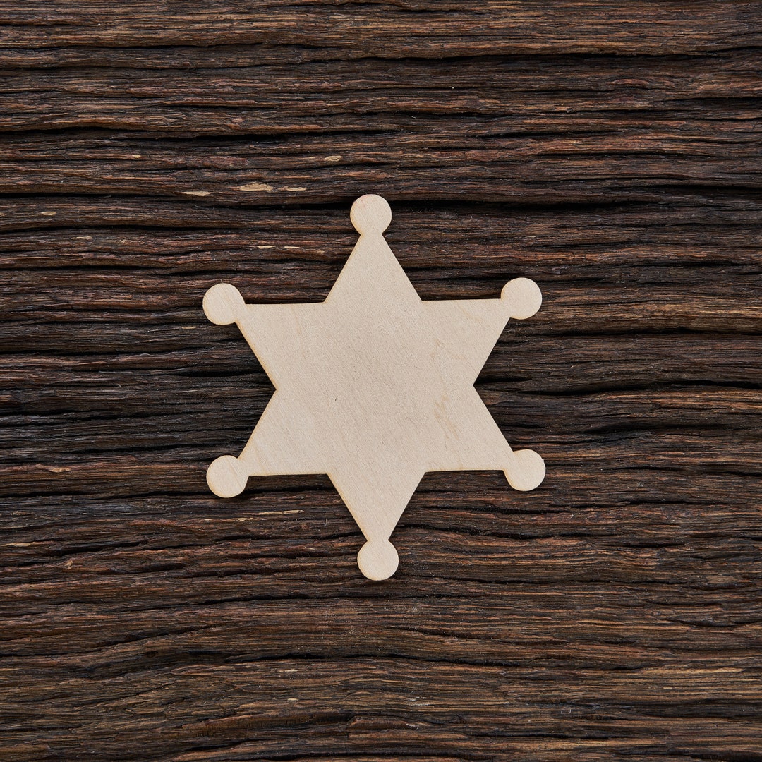 Wooden Sheriff Badge Shape for Crafts and Decoration - Laser Cut ...