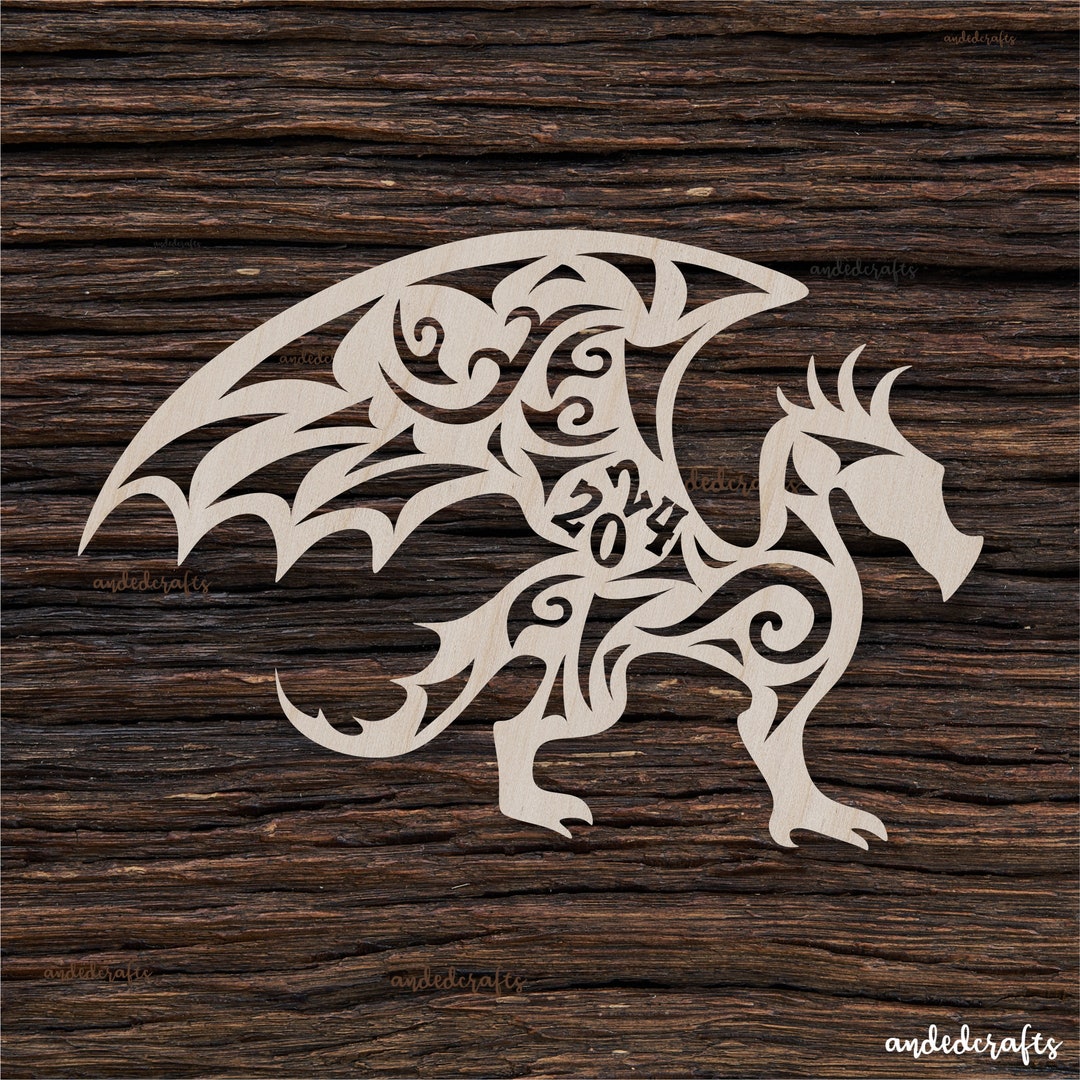 2024 Year of the Dragon - Wooden Dragon Shape for Crafts and ...