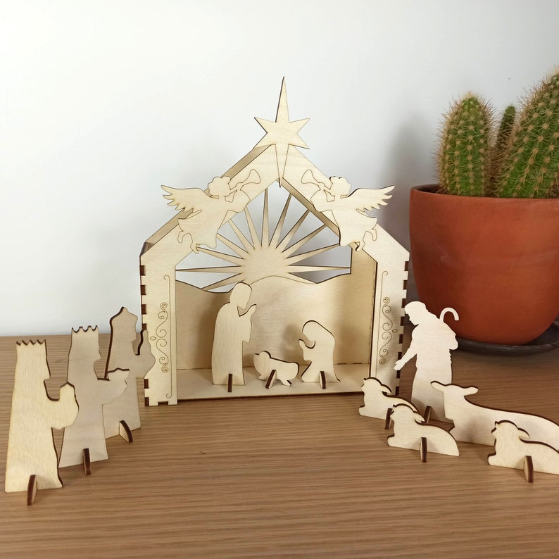 Simple Wooden Nativity Set Shape for Crafts and Decoration - Laser Cut ...