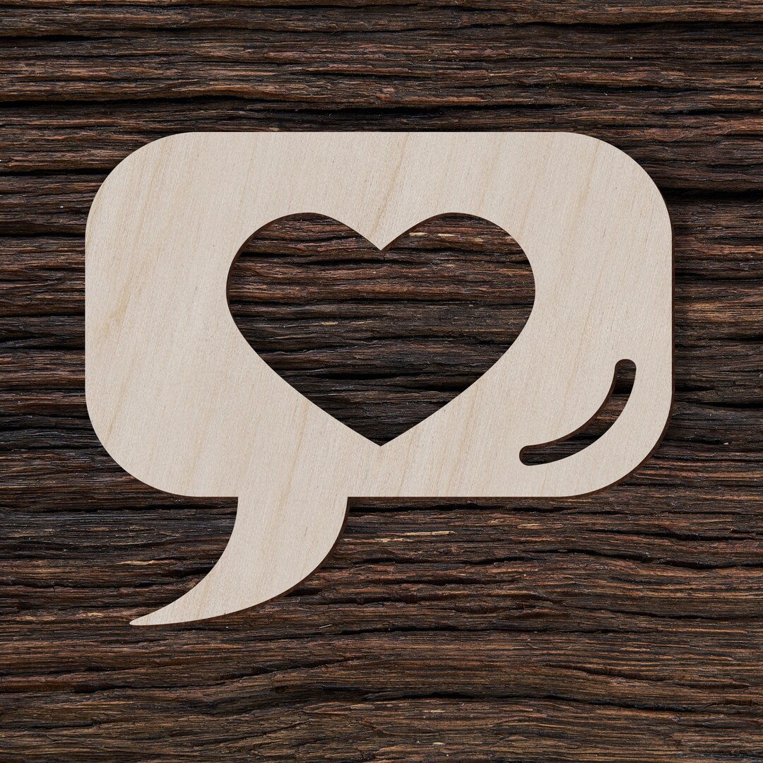 Wooden Speech Bubble Heart Callout for Crafts and Decorations - Heart ...