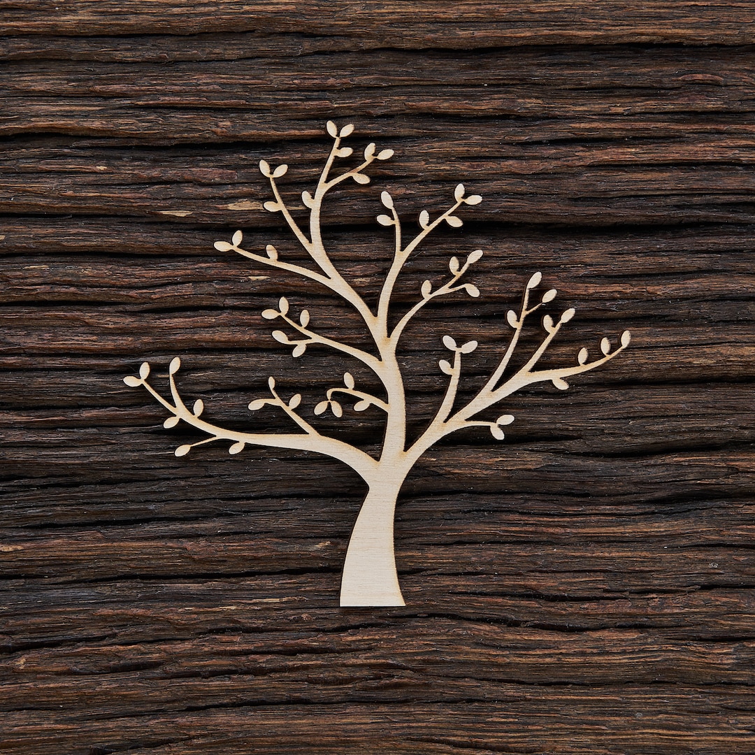 Wooden Tree Art With Leaves Shape for Crafts and Decoration - Laser Cut ...
