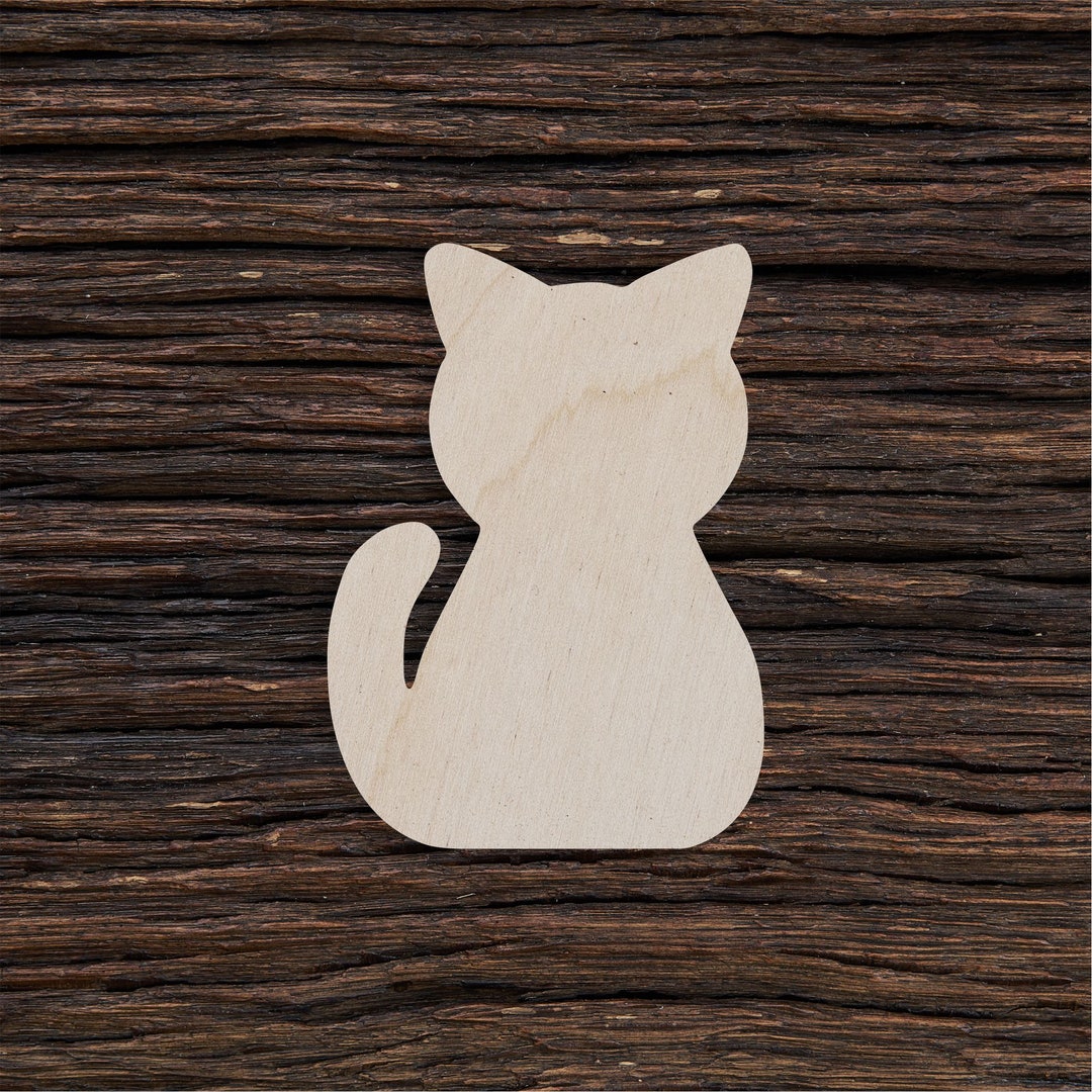 Wooden Cute Cat Shape for Crafts and Decoration - Laser Cut - Cat - Cat ...