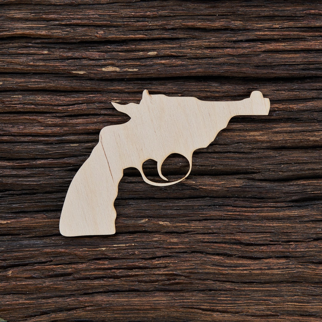 Wooden Revolver Shape for Crafts and Decoration - Laser Cut - Revolver ...