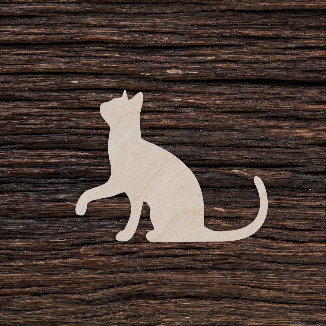 Wooden Cat Sitting Shape for Crafts and Decoration - Laser Cut - Cat ...