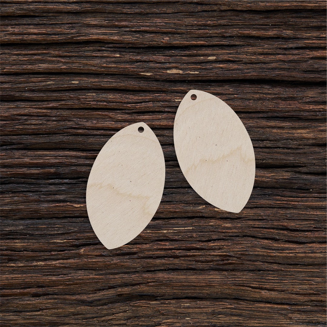 Wood Blanks, Wooden Small Pointed Oval Shape, Wood Earring Blanks - 2 ...