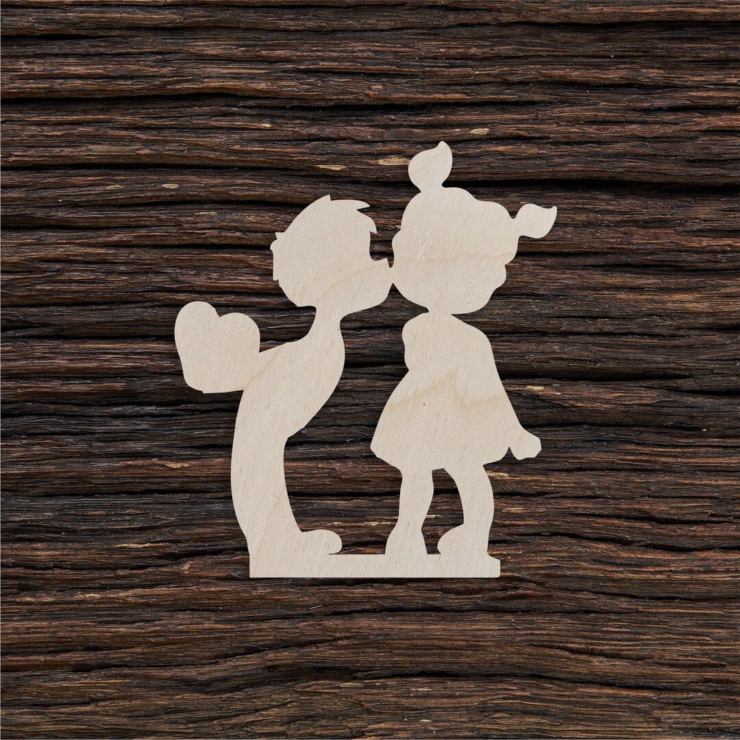 Wooden First Kiss Shape for Crafts and Decoration - Laser Cut - Boy ...
