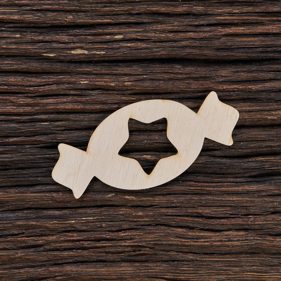 Wooden Candy Shape Shape With Star for Crafts and Decoration - Laser ...