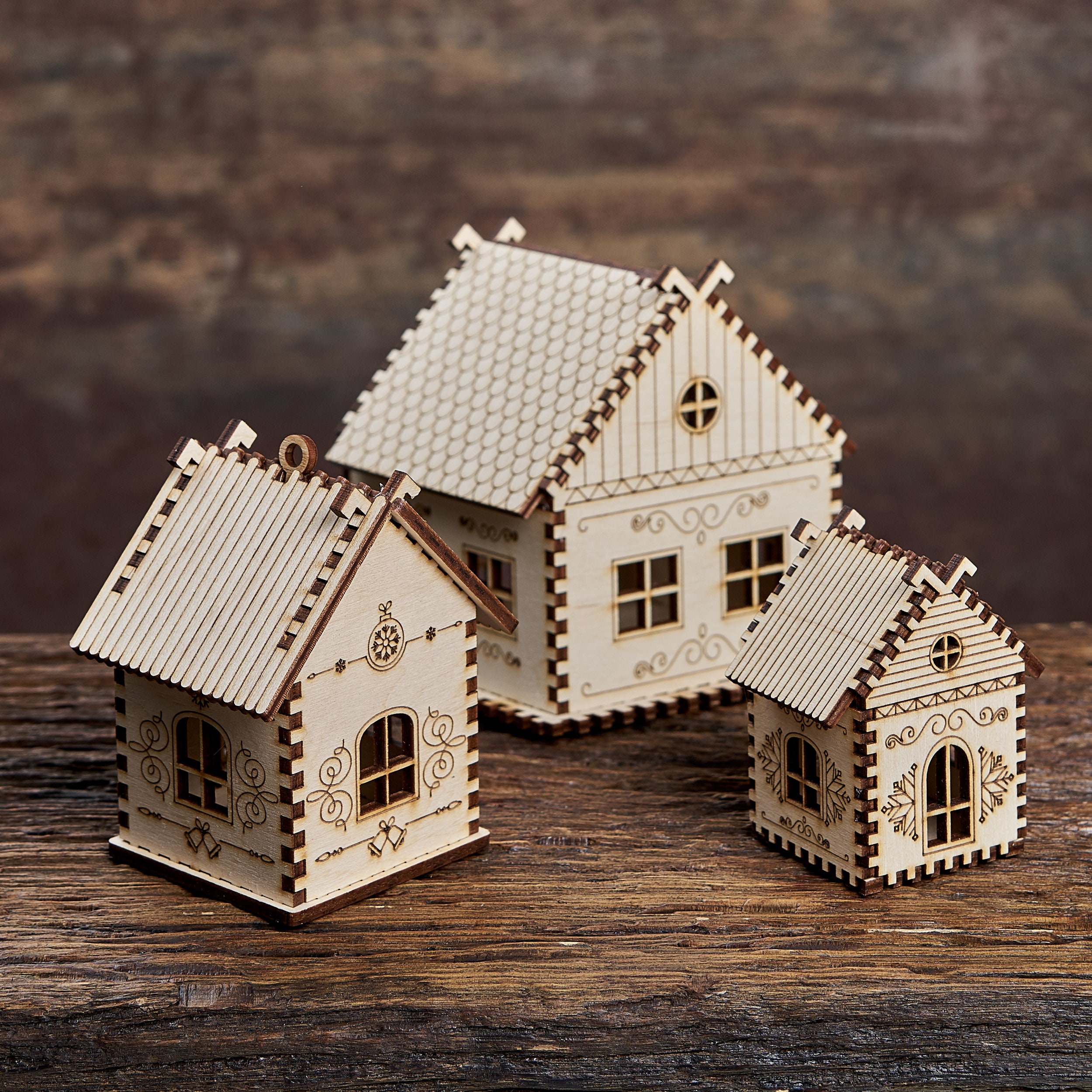 Miniaturhaus aus Holz zum Basteln und Dekorieren - Laser cut ...