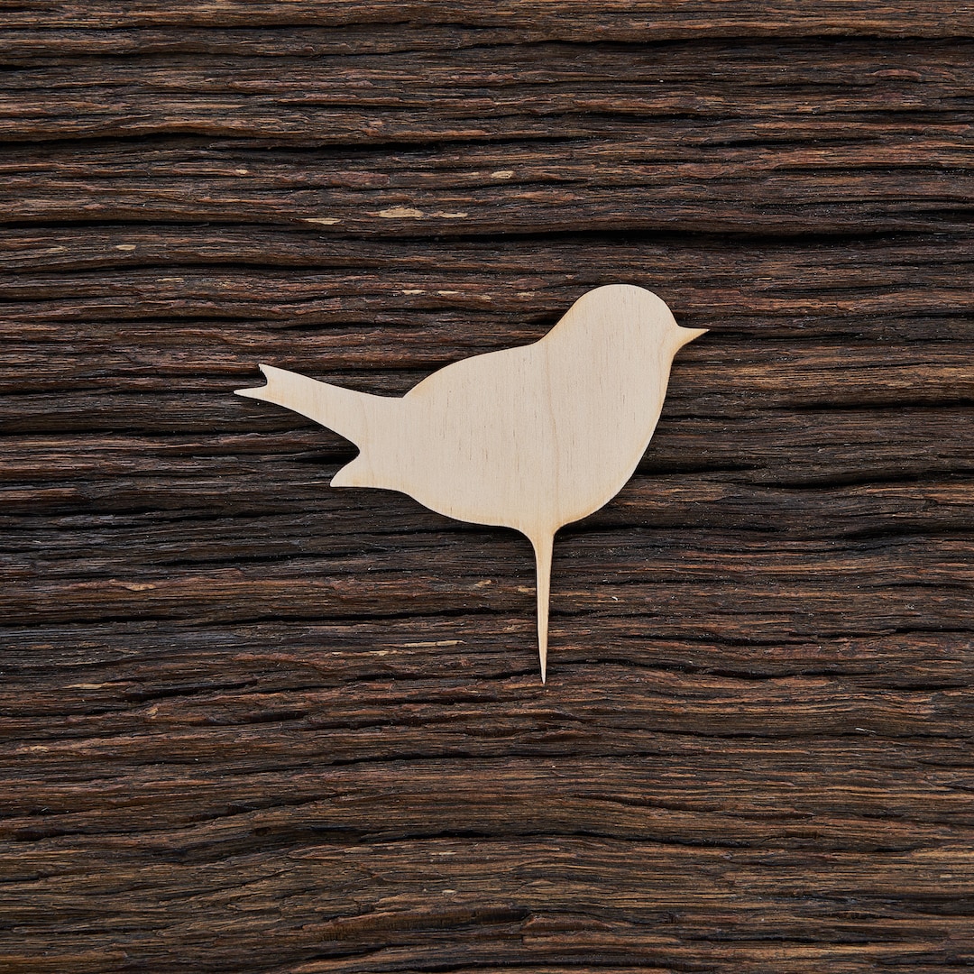 Wooden Bird Decoration With Stick for Crafts - Laser Cut - Etsy