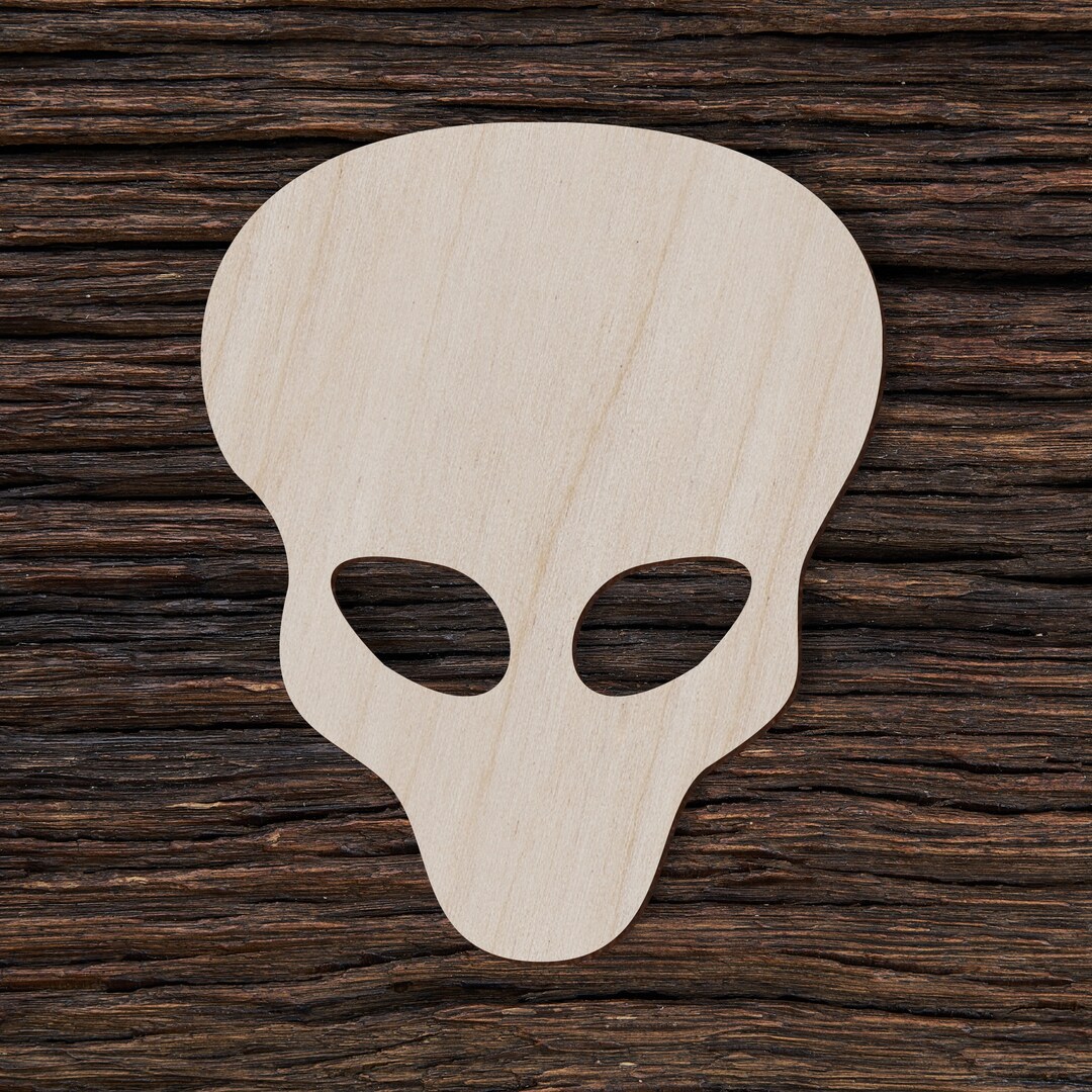 Wooden Alien Head for Crafts and Decorations - Green Alien - Alien Head ...