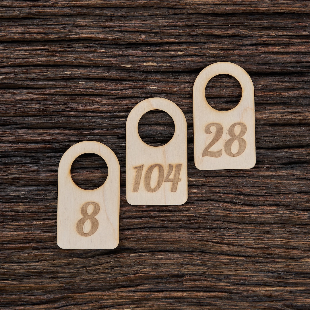 Wooden Number Tag With Number for Crafts - Laser Cut - Dressing Room ...
