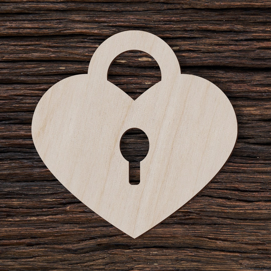 Wooden Heart Lock for Crafts and Decorations - Heart Charm - Heart Lock ...