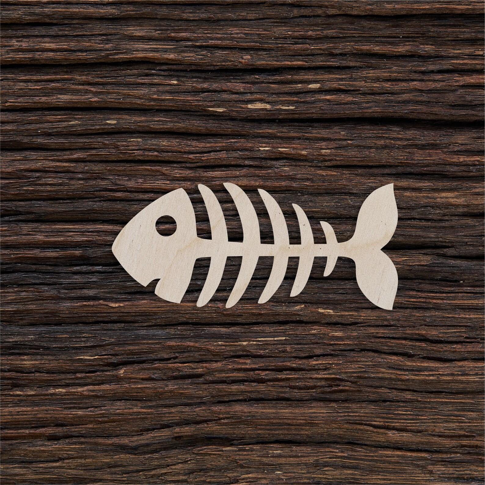 Forma de esqueleto de pescado de madera para manualidades y decoración ...