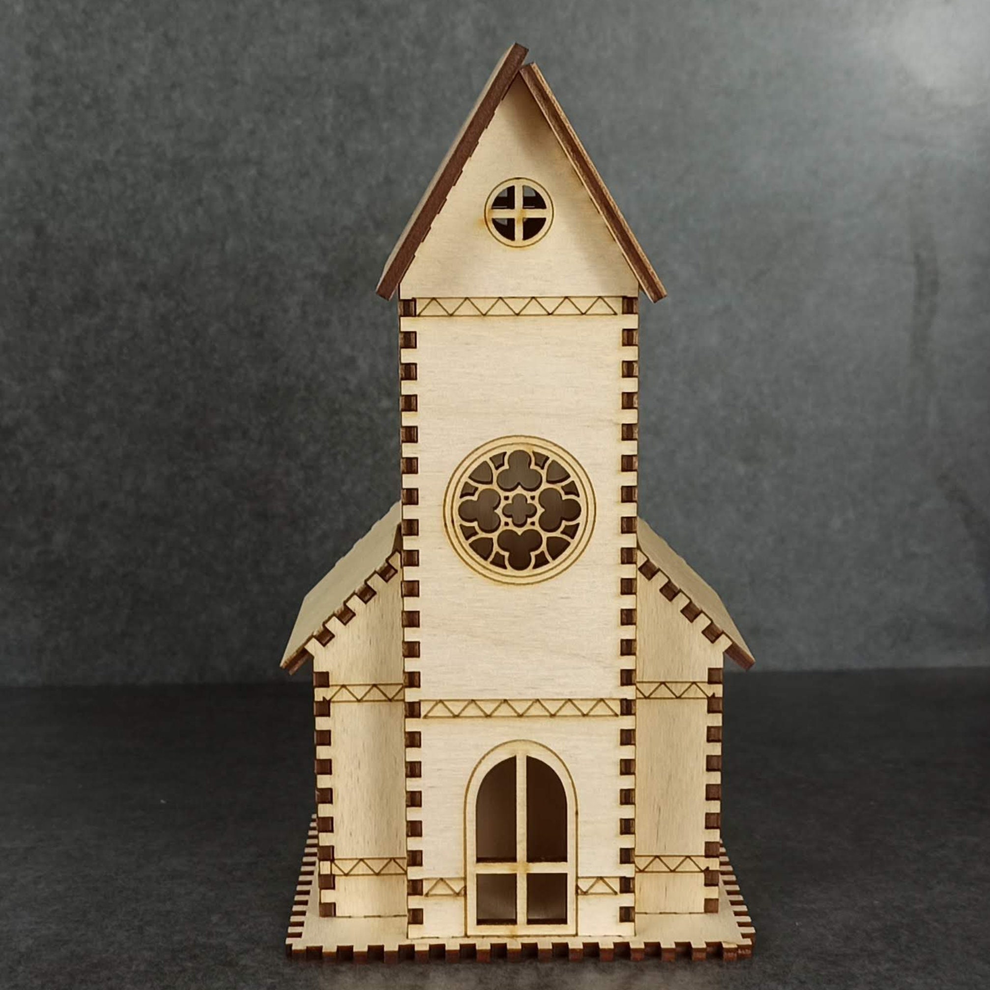 Miniatur Kirche aus Holz zur Dekoration - Laser Cut - Miniatur Haus ...