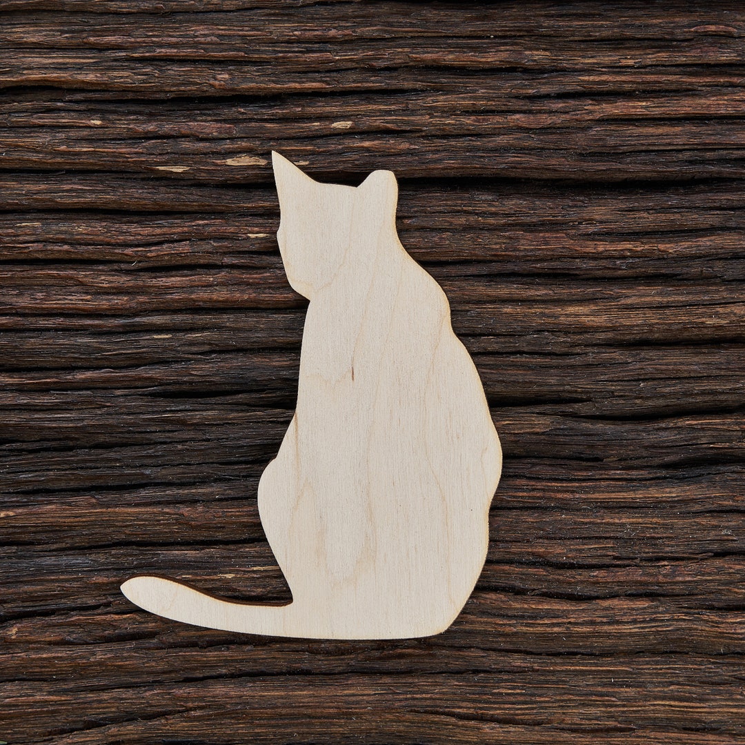 Wooden Cat Shape for Crafts and Decoration - Laser Cut - Cat - Sitting ...