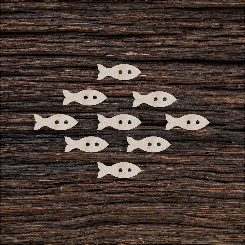 Wooden Fish Buttons for Crafts Laser Cut - Etsy