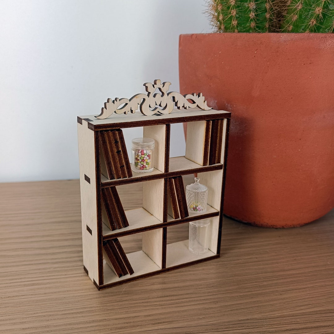 Wooden Miniature Bookshelf for Nook for Crafts and Decorations - 1:12 ...