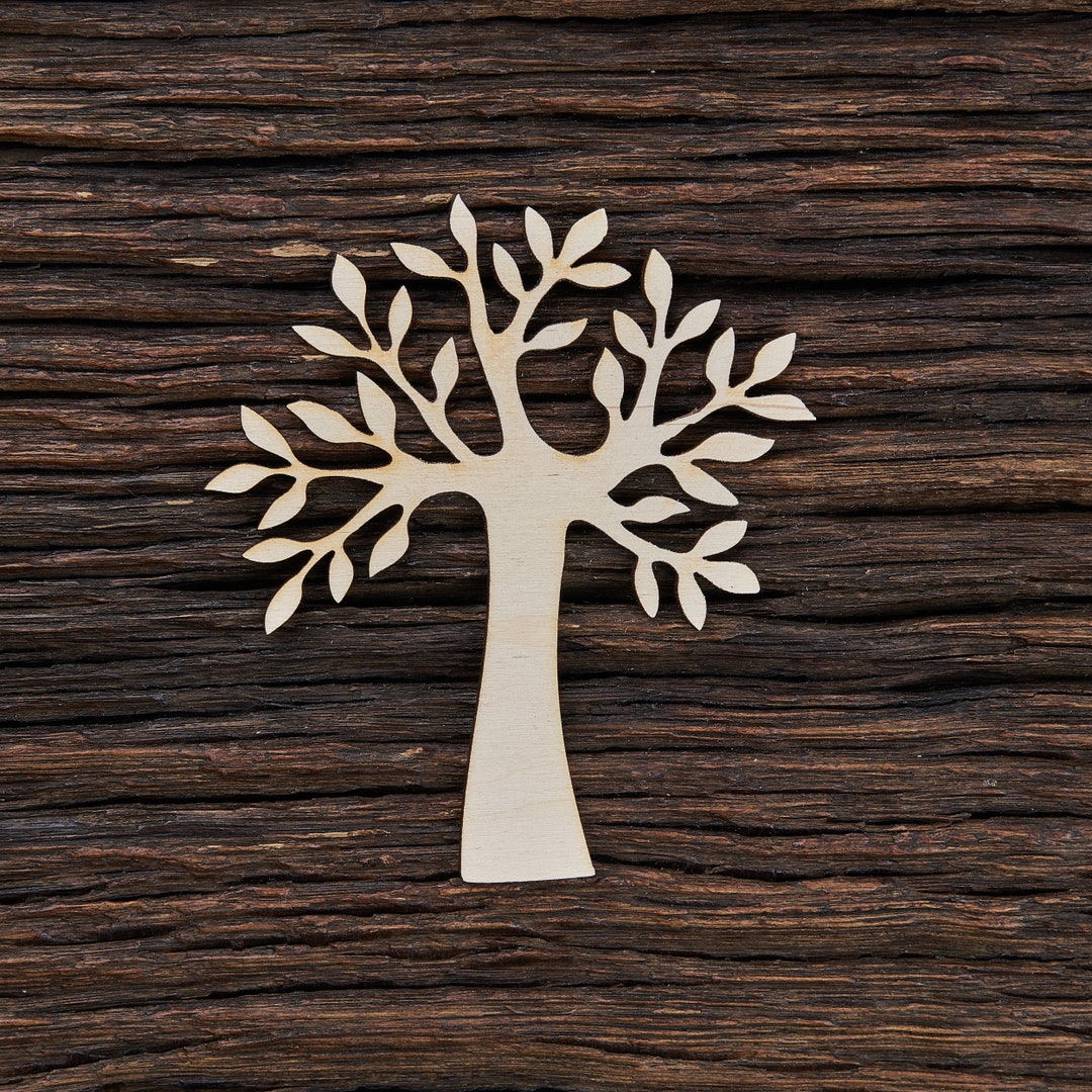 Wooden Tree Shape - Laser Cut - Tree Art - Tree With Leaves - Tree and ...