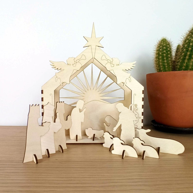 Simple Wooden Nativity Set Shape for Crafts and Decoration - Laser Cut ...