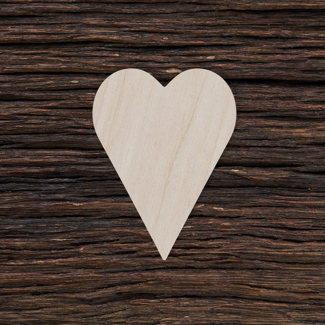 Wooden Long Heart for Crafts and Decorations - Long Heart Shape - Long ...