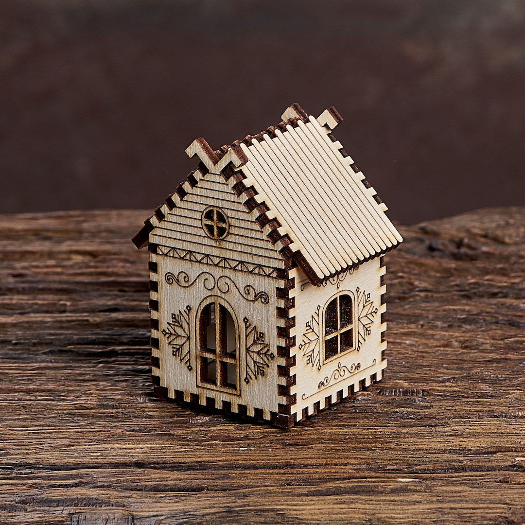 Wooden Miniature House for Crafts and Decoration - Laser Cut ...