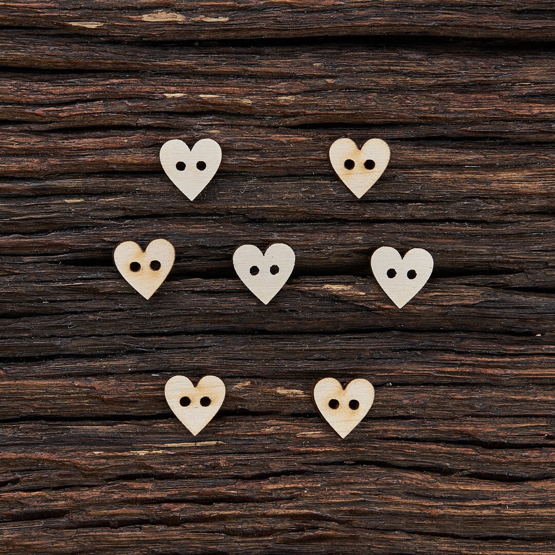 Wooden Heart Shaped Buttons for Crafts - Laser Cut - Wooden Buttons ...