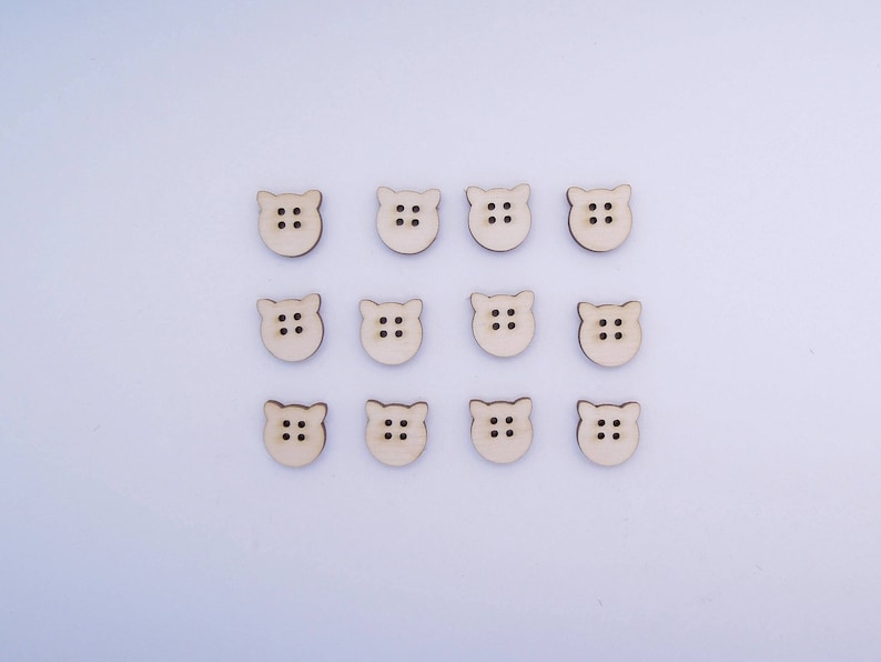 Wooden Pig Buttons for Crafts Laser Cut - Etsy