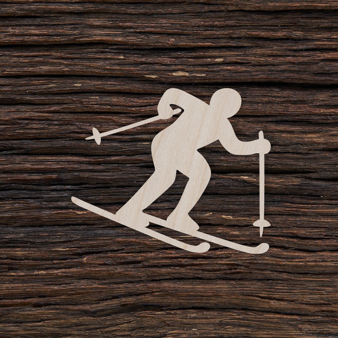 Wooden Skier for Crafts and Decorations - Skier Shape - Skier Earrings ...