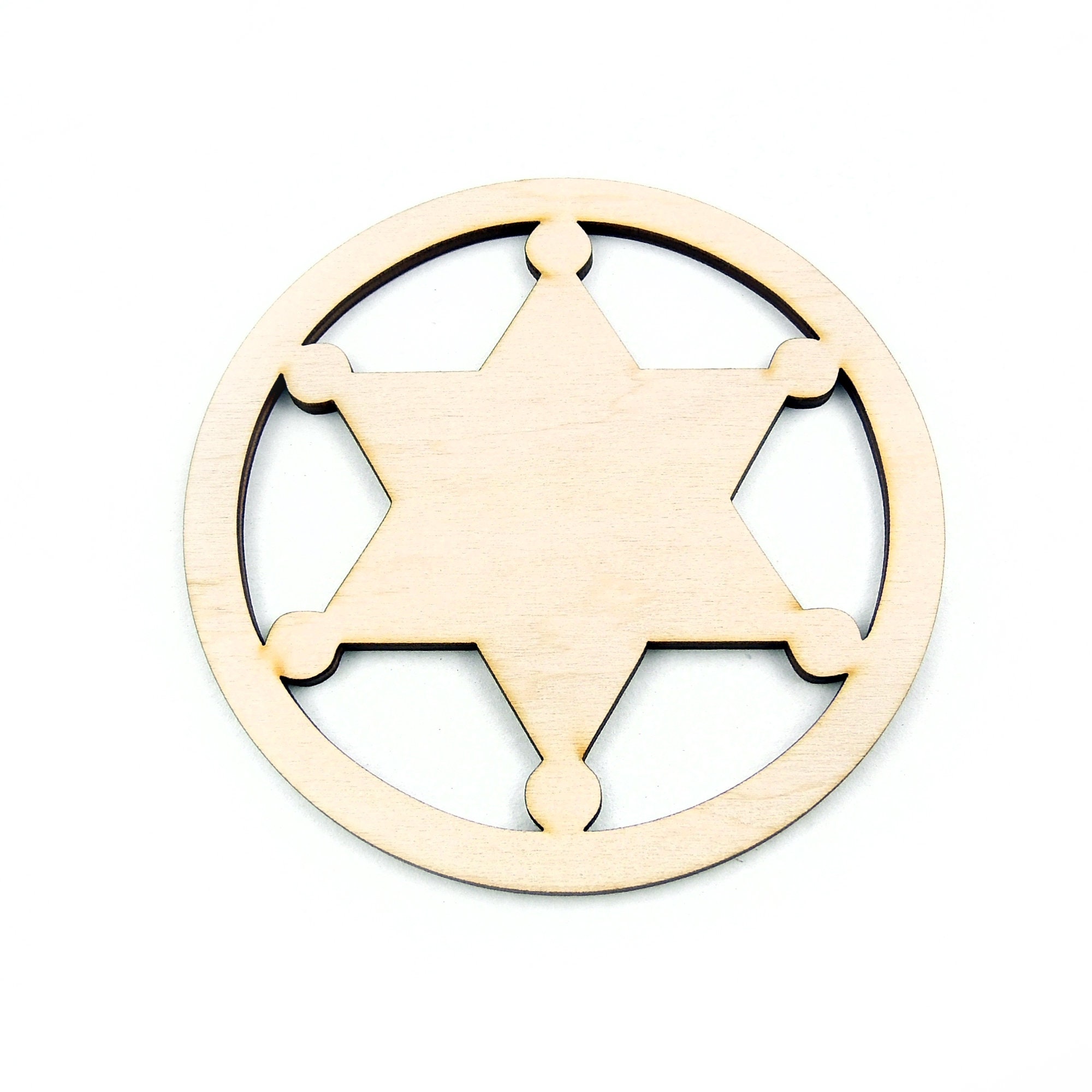 Wooden Round Sheriff Badge Shape for Crafts and Decoration - Laser Cut ...