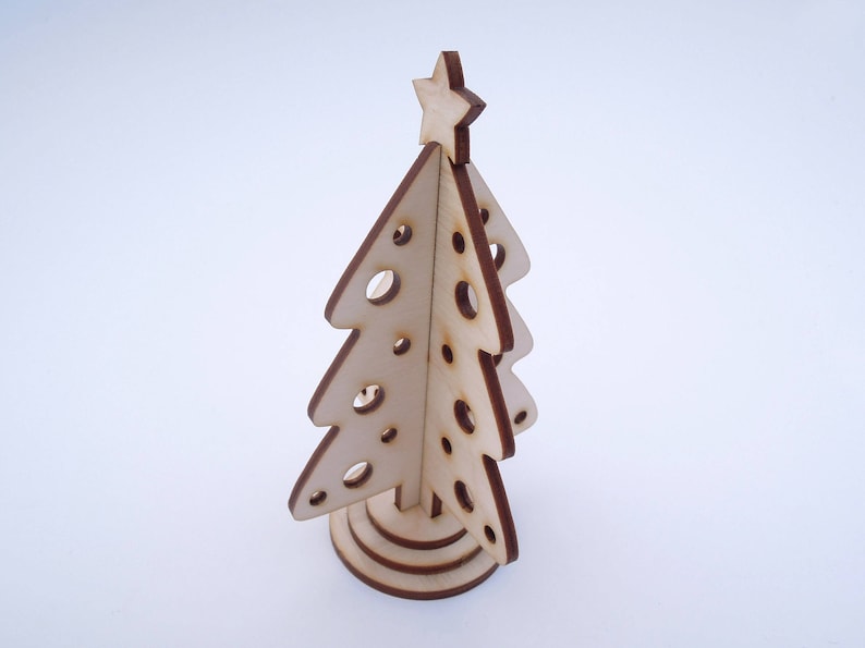 Wooden Mini Christmas Tree Interlocking for Crafts Laser | Etsy