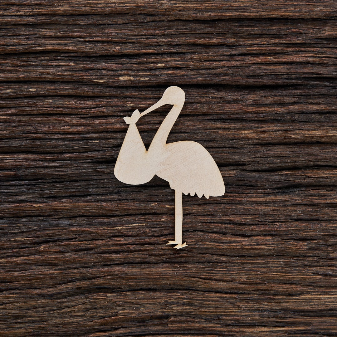 Wooden Stork Shape for Crafts and Decoration - Laser Cut - Stork Baby ...