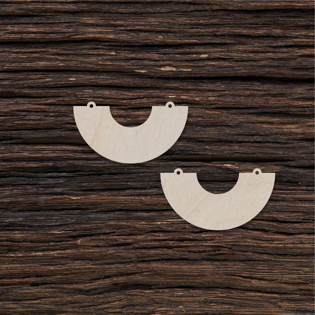 Wood Blanks, Wooden Half Circle Shape, Wood Earring Blanks - 2 Item Set ...