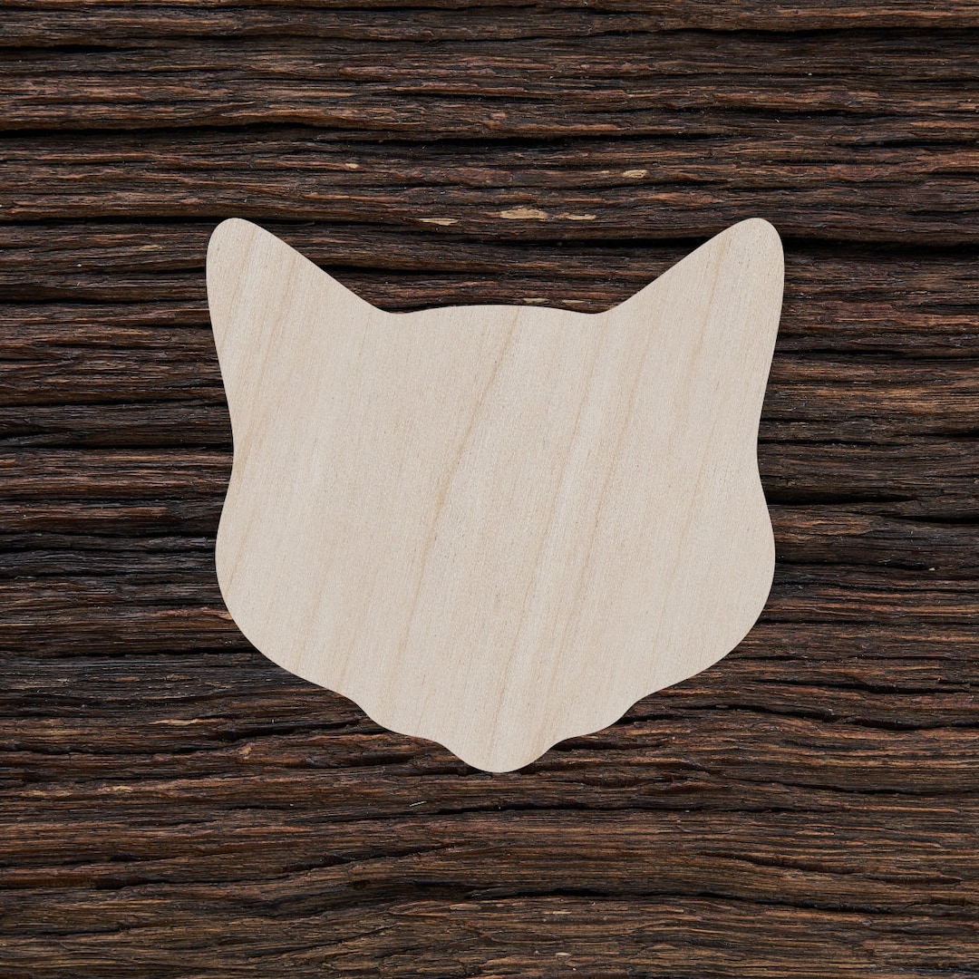 Wooden Cat Head for Crafts and Decorations - Cat Head Pendant - Cat ...