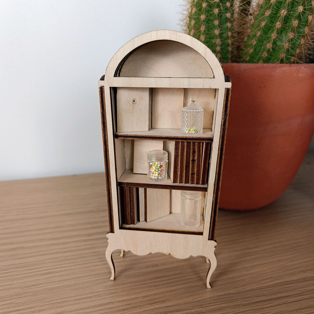 Wooden DYI Miniature Bookshelf for Nook for Crafts and Decorations - 1: ...