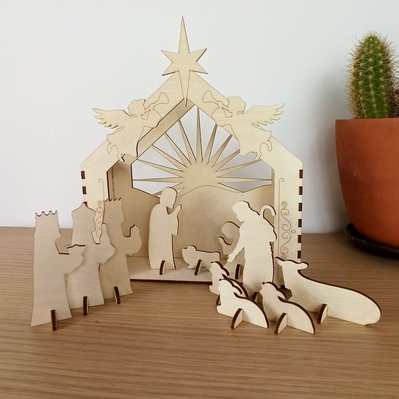 Simple Wooden Nativity Set Shape for Crafts and Decoration - Laser Cut ...