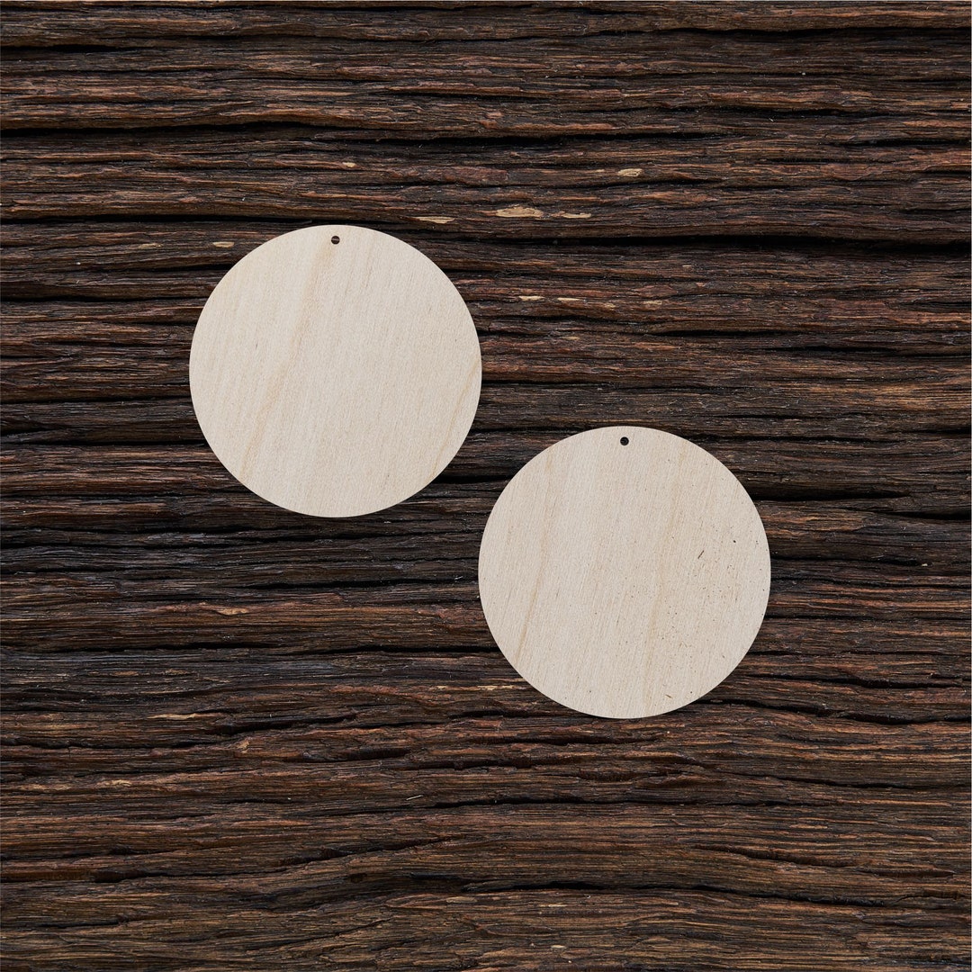 Wood Blanks, Wooden Circle Shape, Wood Earring Blanks - 2 Item Set ...
