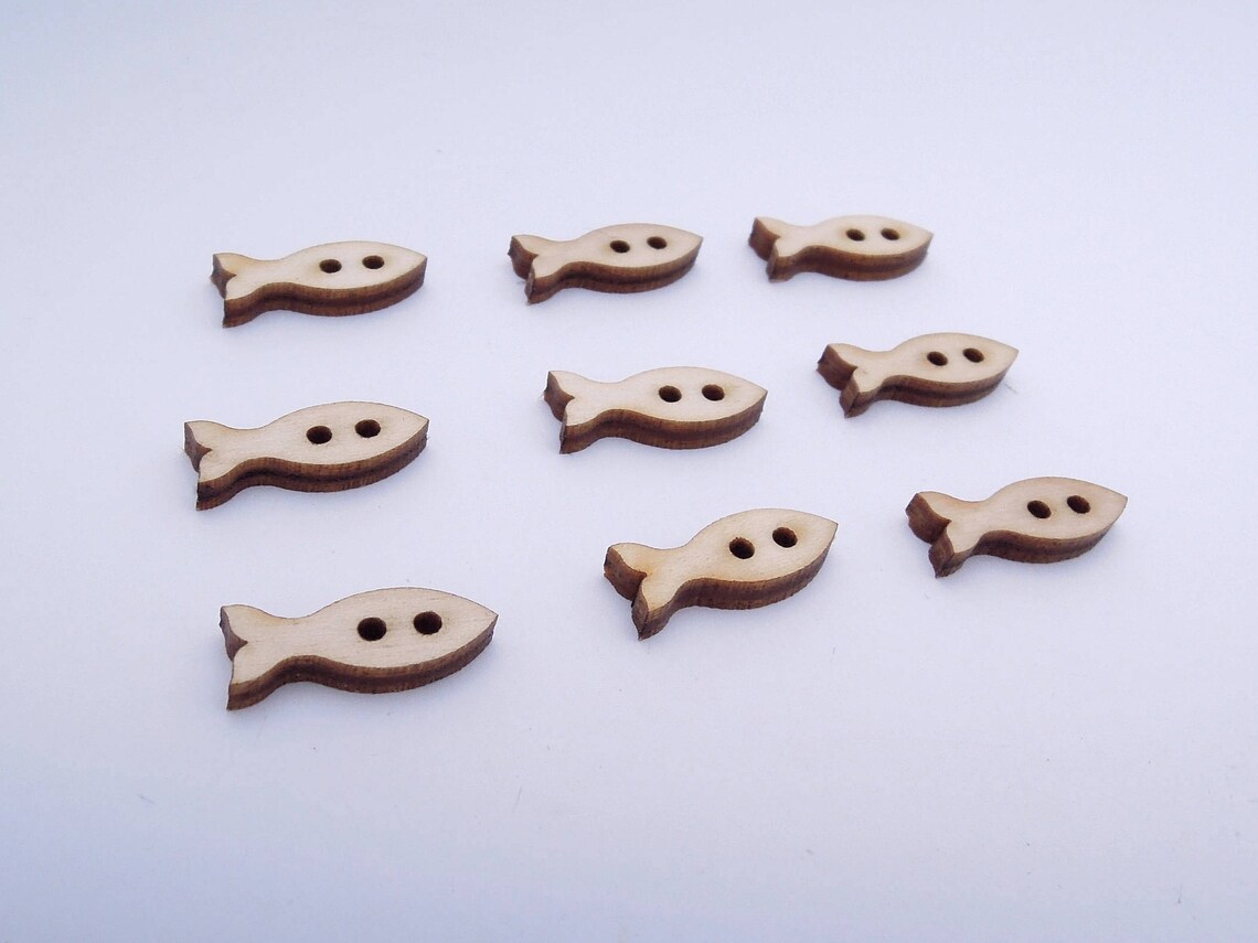 Wooden Fish Buttons for Crafts - Laser Cut - Etsy