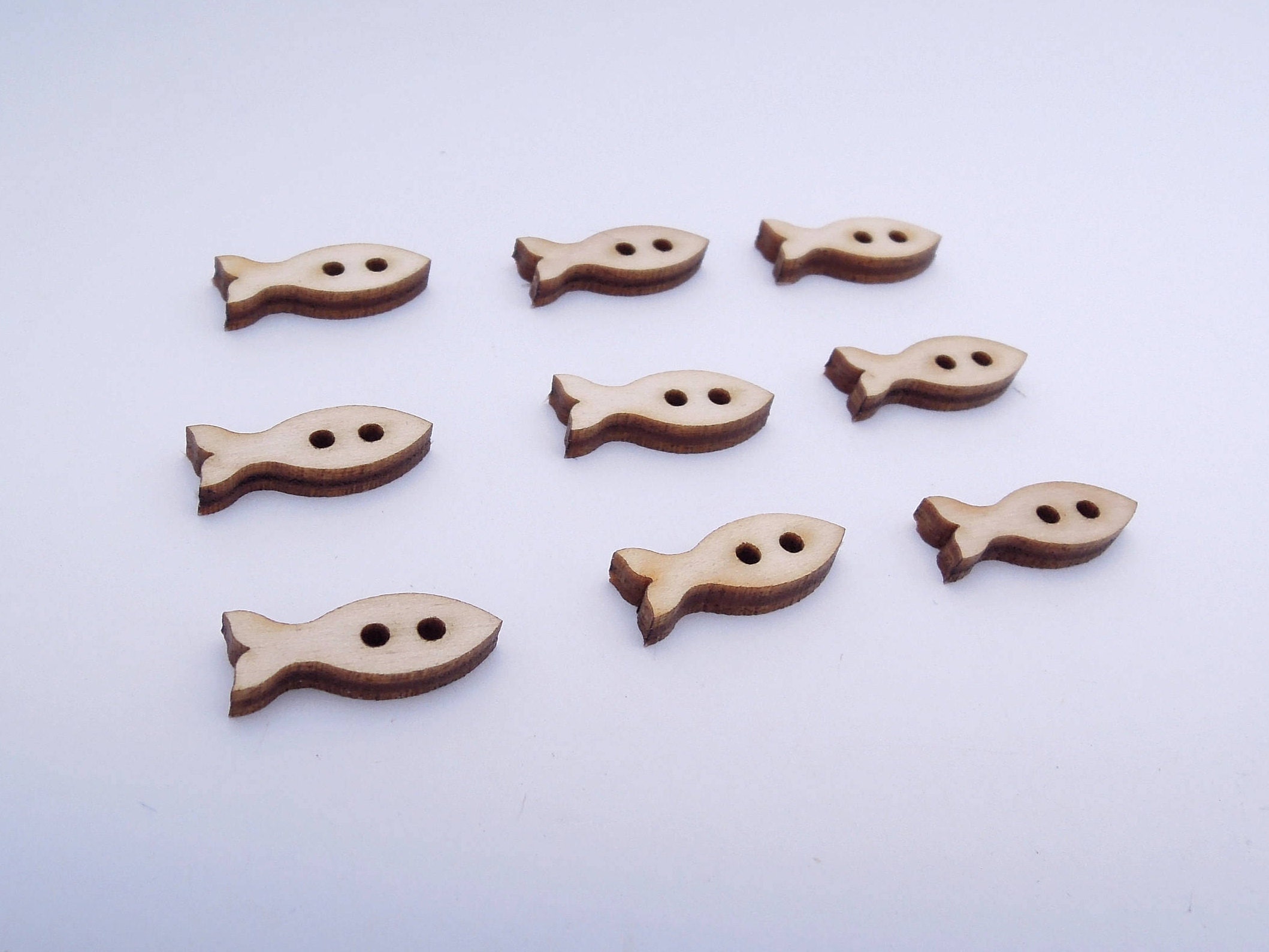 Wooden Fish Buttons for Crafts Laser Cut | Etsy