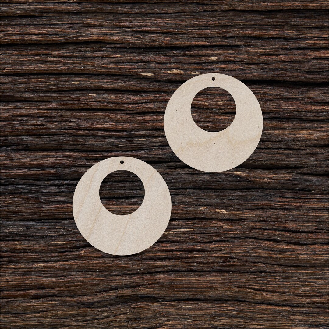 Wood Blanks, Wooden Round Shape, Wood Earring Blanks - 2 Item Set ...