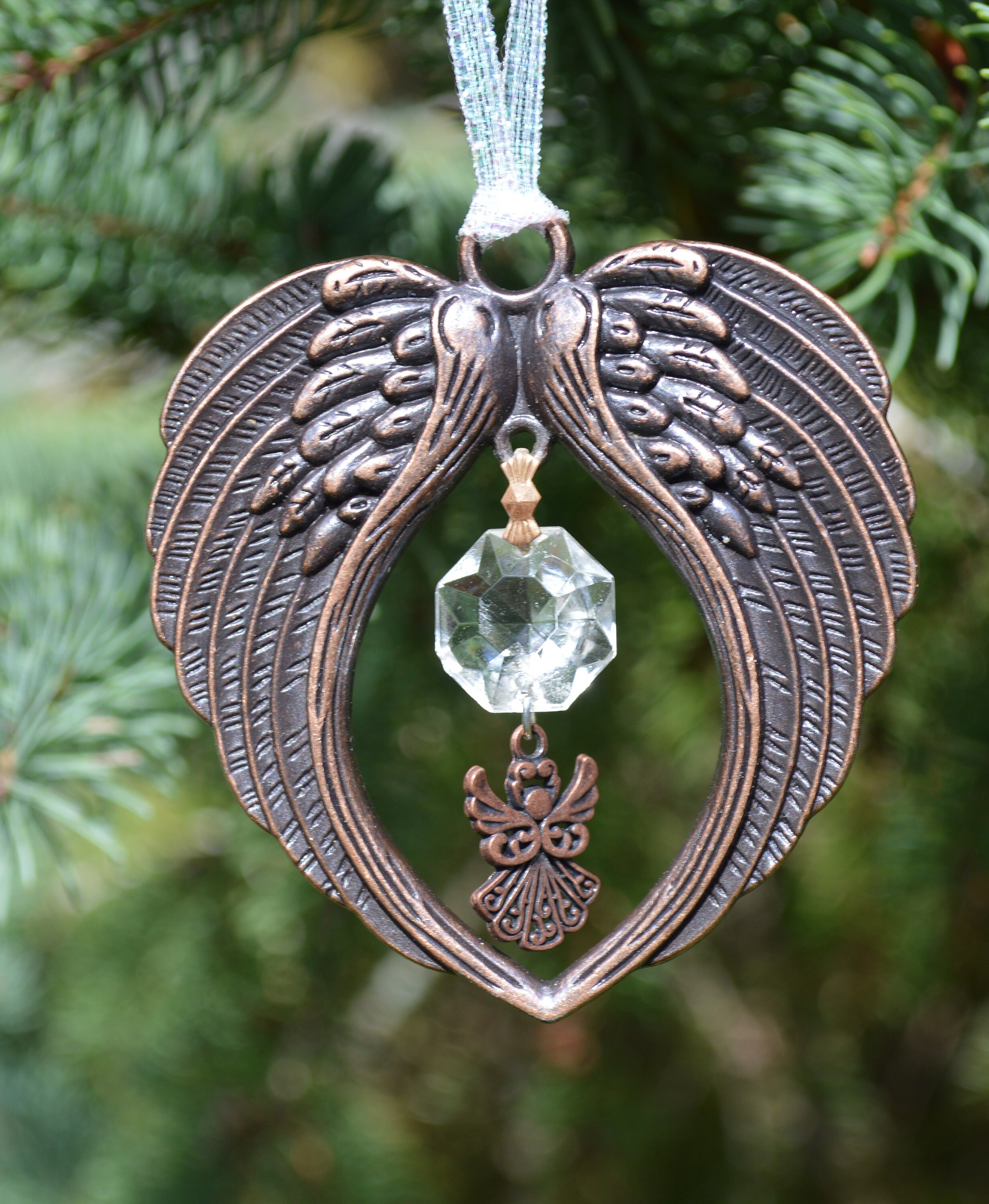 Antique Copper Color Angel Memorial Ornament Angel Charm and - Etsy