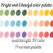 Bright and Cheerful Color Palette Swatches File 30 Color Procreate ...
