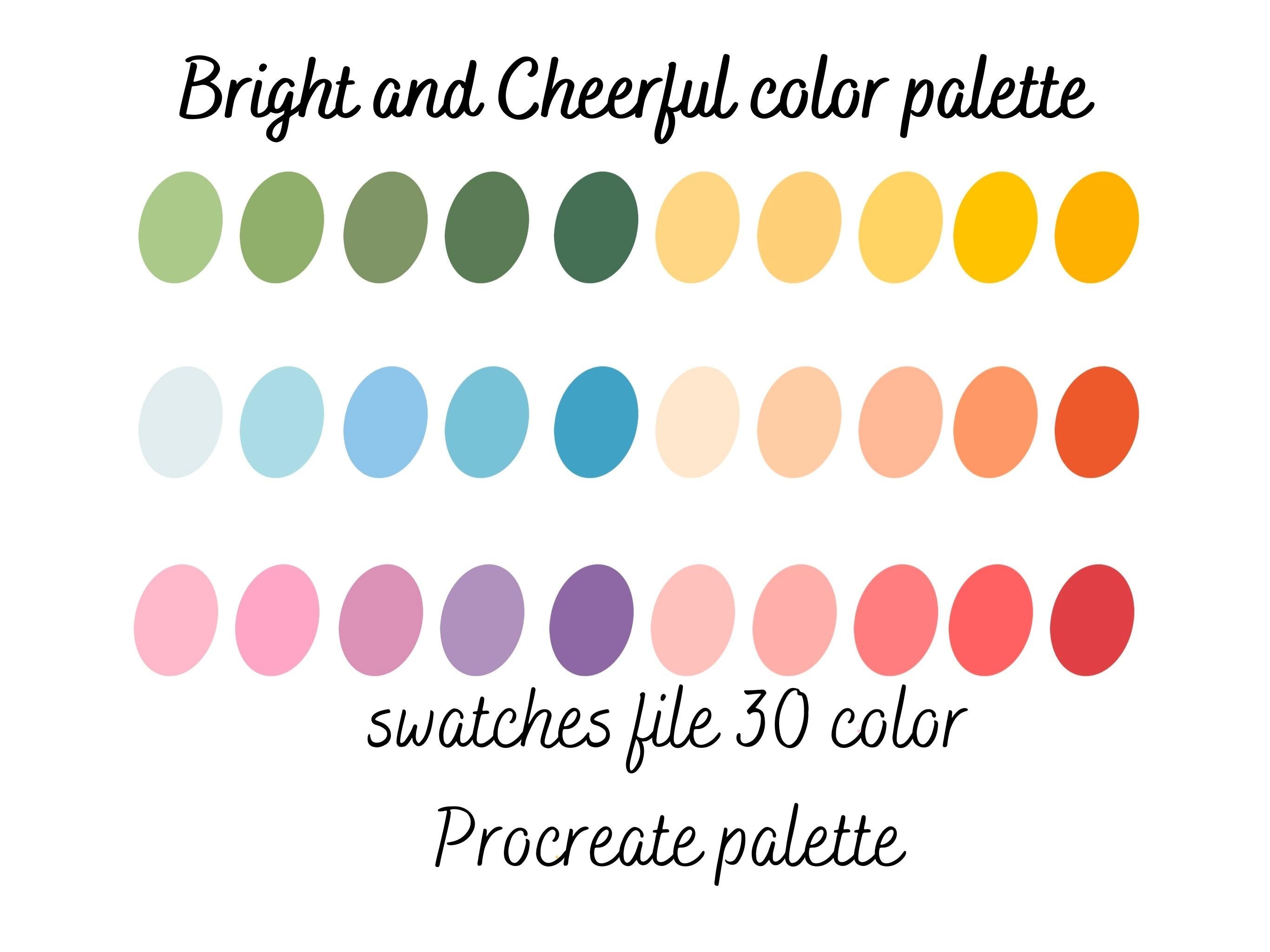 Bright and Cheerful Color Palette Swatches File 30 Color Procreate ...