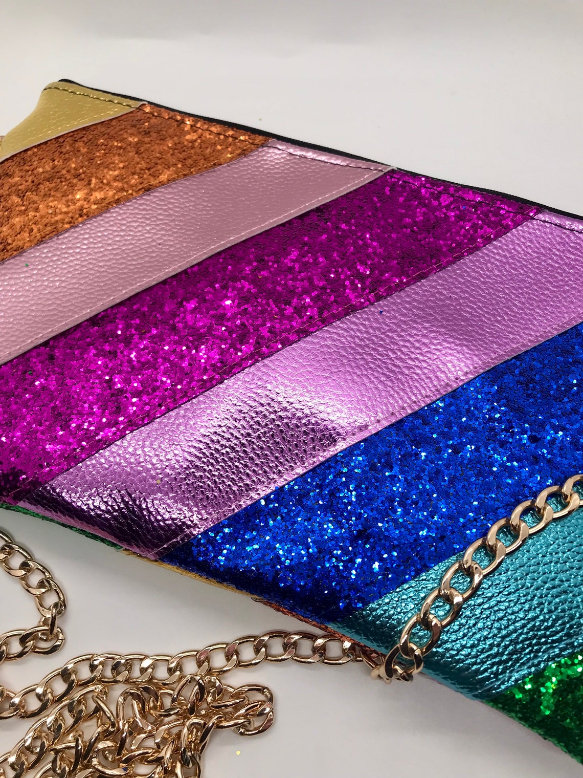 Metallic Rainbow Glitter and Faux Leather Made to Order Bag - Etsy