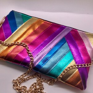 Bespoke Made Faux Leather Rainbow Metallic Bag - Etsy