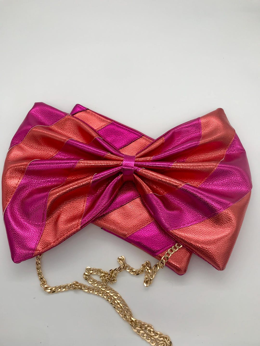 Metallic Pink and Red Bow Bag. Handmade in the Size and Style of Your ...